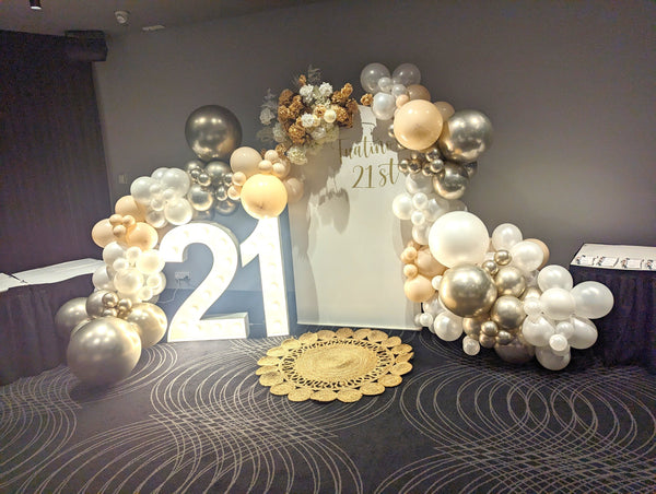 21st Birthday Backdrop with large LED light up numbers – Lush and ...